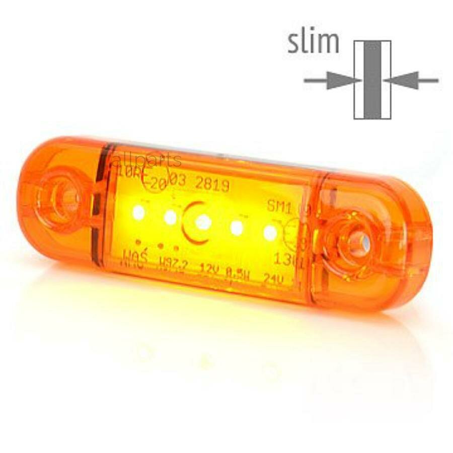 WAS 711 фонарь габаритный боковой! желтый 12V-24V LED провод 23cm\