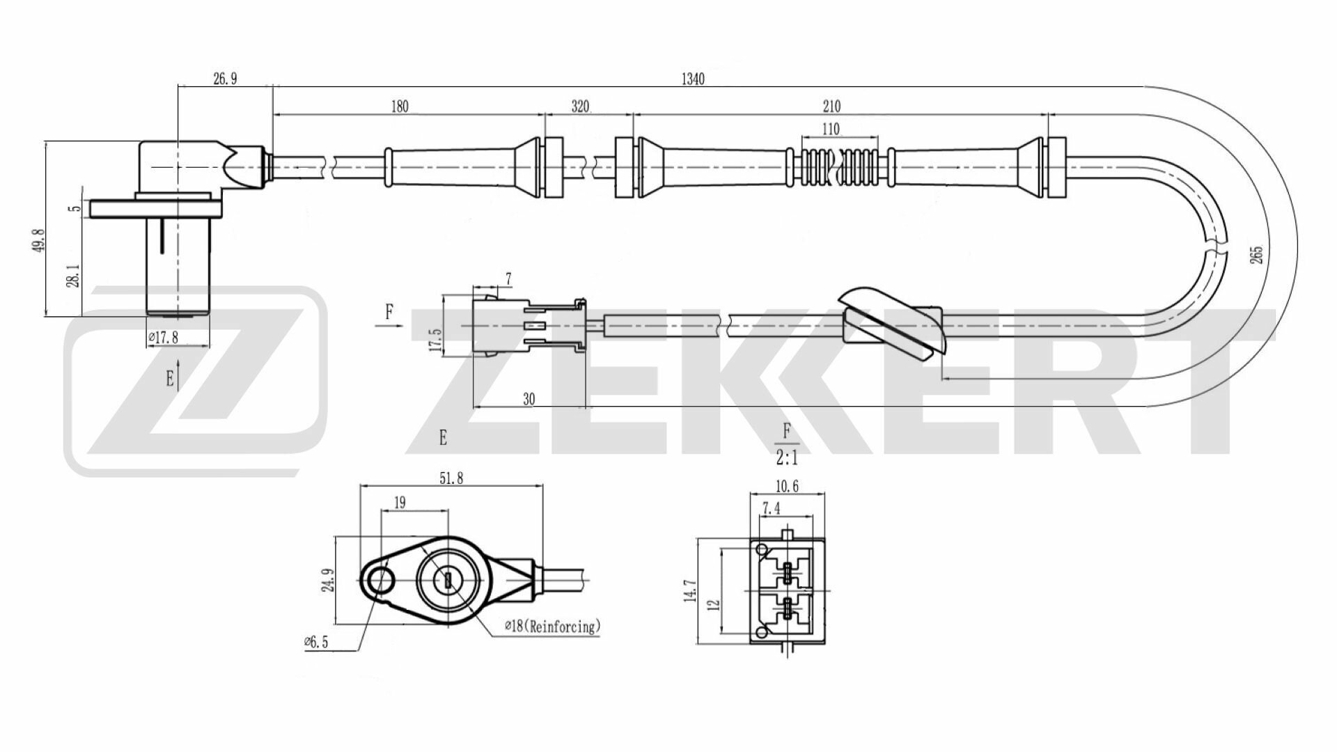 Датчик ABS задн./передн. Audi A4 II 00- Zekkert арт. se-6210