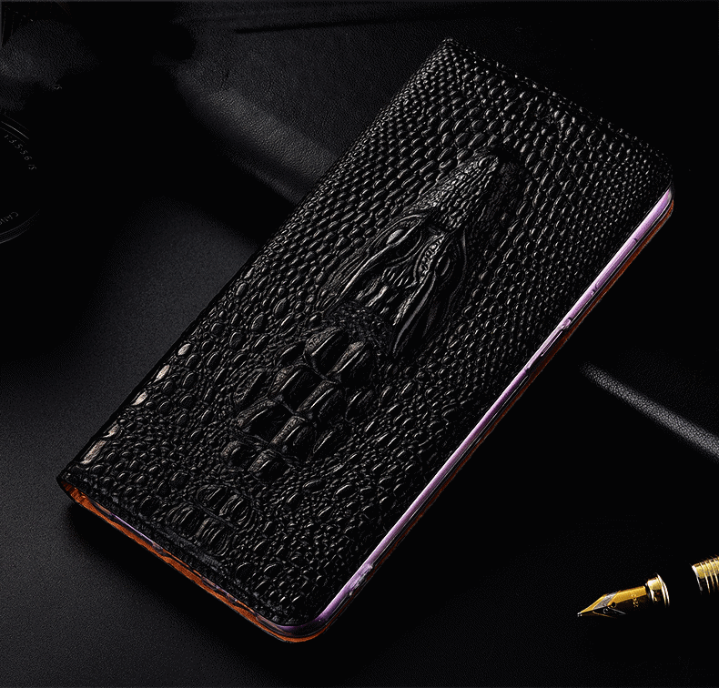 Чехол-книжка MyPads Premium для iPhone 6 plus/ 6S plus 5.5 (Айфон 6/ 6С+ плюс) из натуральной кожи с объёмным 3D рельефом головы кожи крокодила чер.