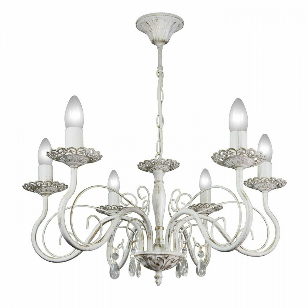 Люстра подвесная 5 ламп с хрустальными подвесками Петрасвет S1090-6 Россия