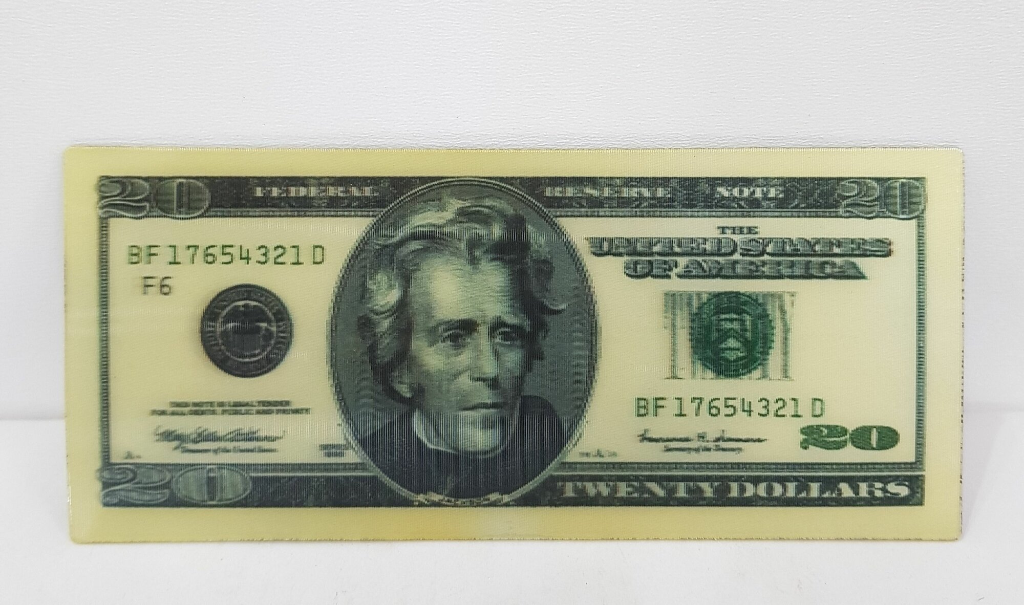 Магнит декоративный 3D "Деньги Twenty Dollars-20 Долларов" 13,5х6см, полиакрил