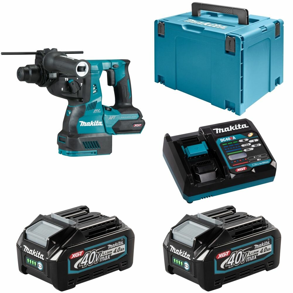 Перфоратор аккумуляторный SDS+ 3,2Дж Makita HR001G 40В Li-Ion 2х4Ач, з/у, кейс HR001GM201
