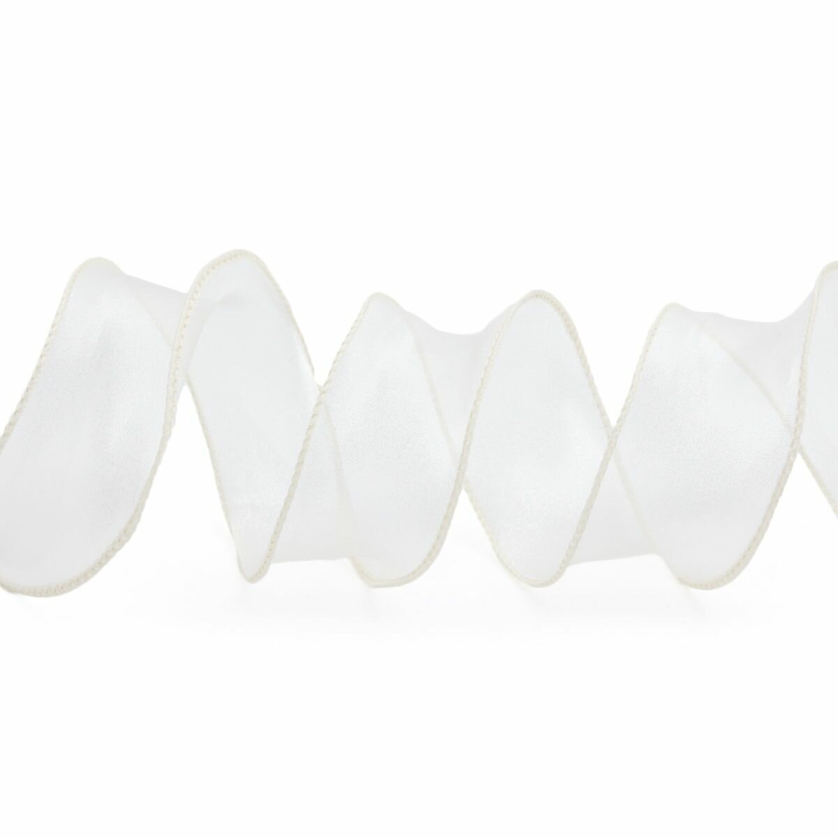 Лента декоративная с волнистым краем, 100% органза, 38 мм*18,29 м (02 молочный)