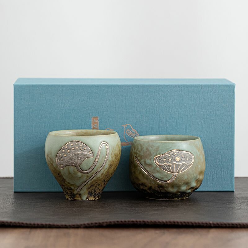 <Китайская премиум керамическая чашка для чая Кунг-фу> Ретро стиль, набор из двух подарочных коробок, чашка для чая