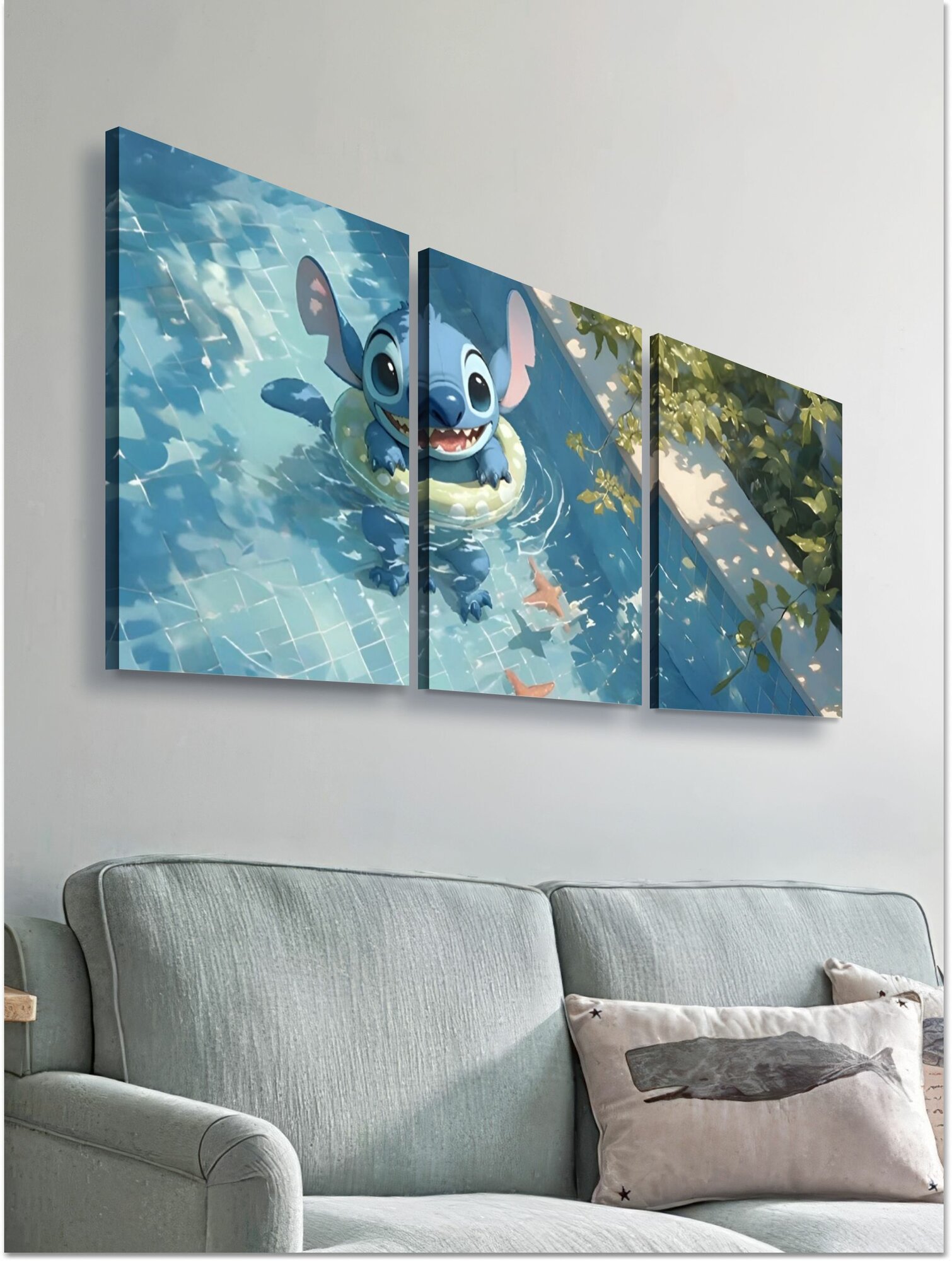 Картина Стич на плаву модульная 50x70см 3шт.