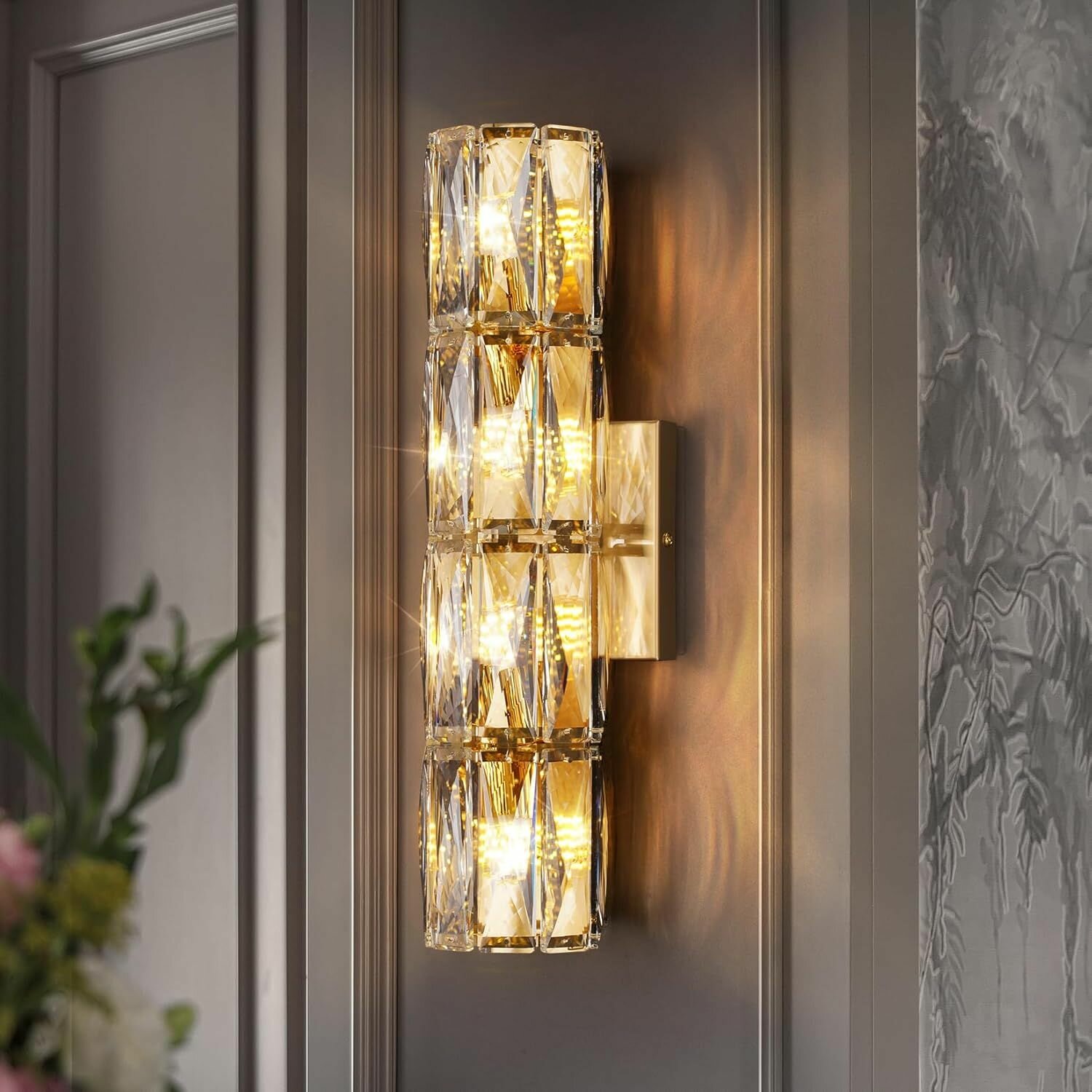 Светильник настенный/Бра Cassina HJ009-22 LED Хрустальный современный роскошный хромированный Трехцветный свет можно менять 10Bt 40cm