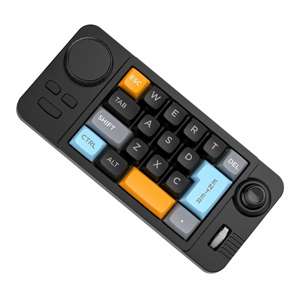 Механическая игровая клавиатура с 19-клавишным макро-джойстиком и двумя колесами прокрутки черная