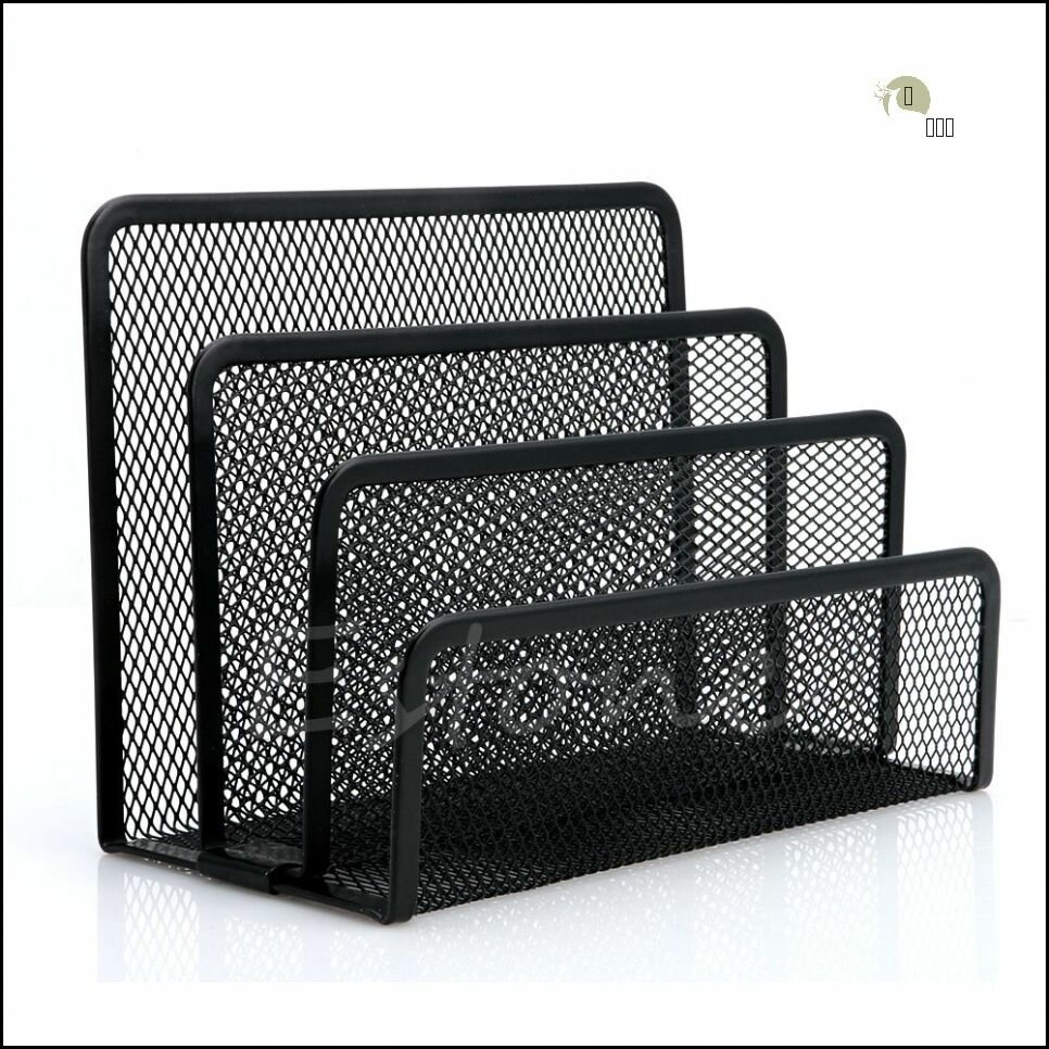 Эксклюзивный металлический органайзер с сетчатыми полками для систематизации документов и почты на столе, модель на три секции из коллекции для библиотеки и офиса