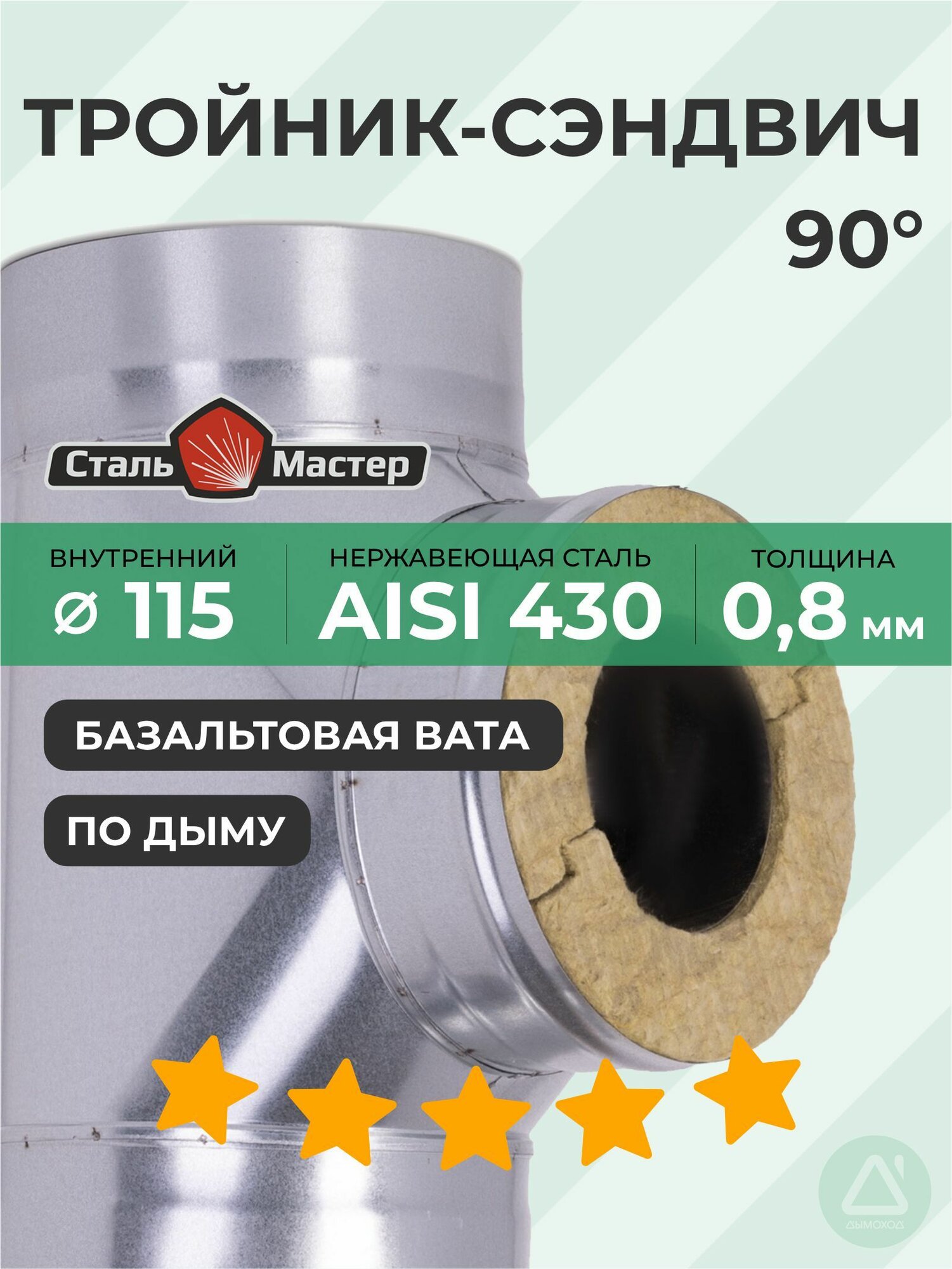 Тройник-сэндвич 115 / 200 90 нерж 0,8 мм / оц