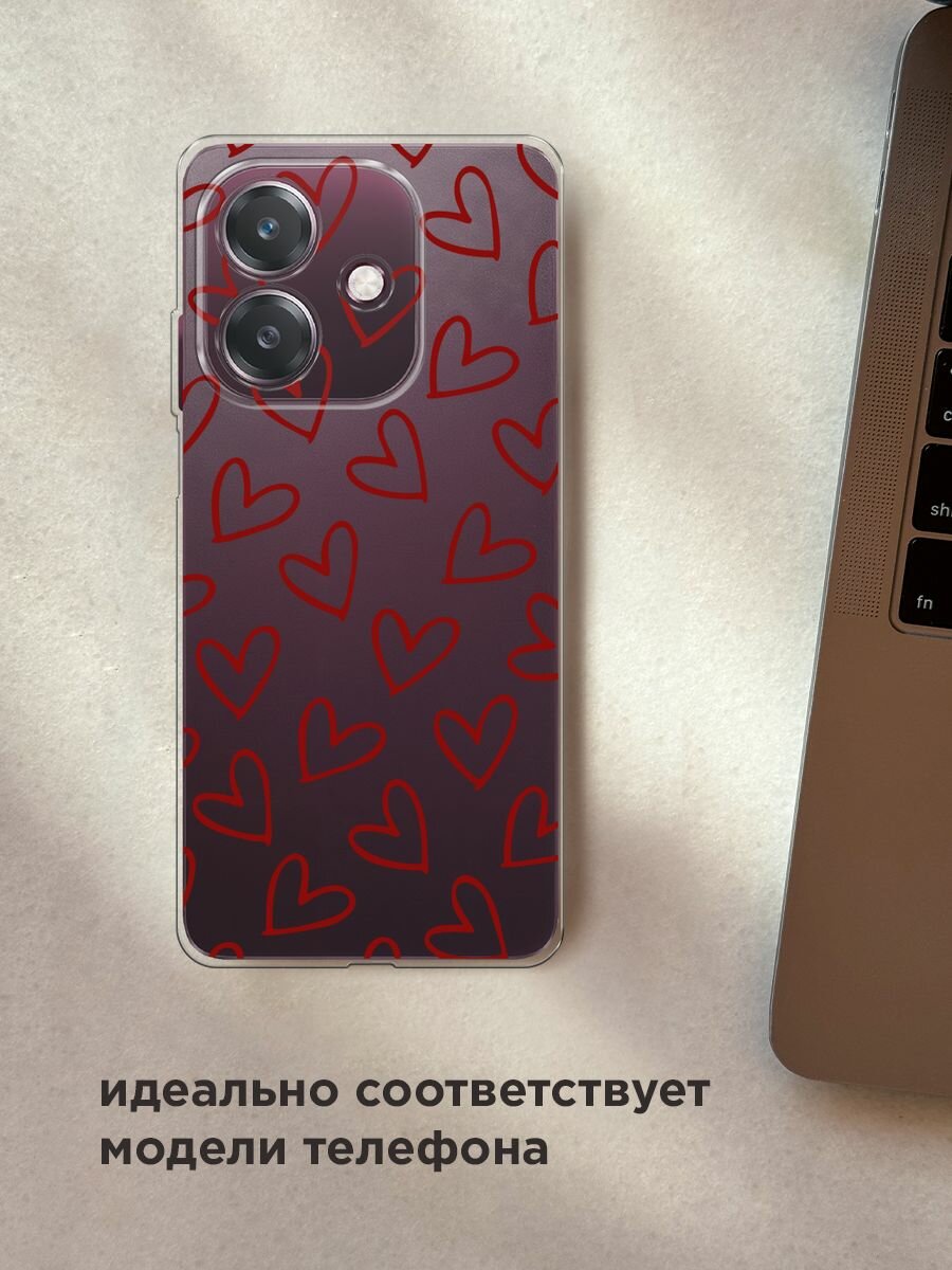 Чехол на Oppo A3/A3x / Оппо А3/A3x с принтом "Little hearts doodles 2 - 14 февраля", прозрачный — фото 1