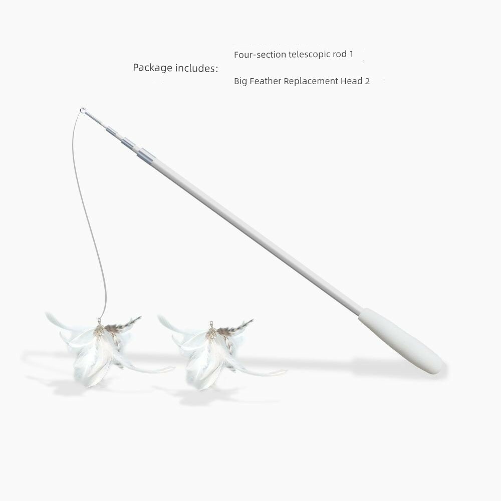 Длинная палочка для дратья кошек, длинная удочка, выдвижная удочка для кошек, 4 секции 1.8m сменная головка с перьями