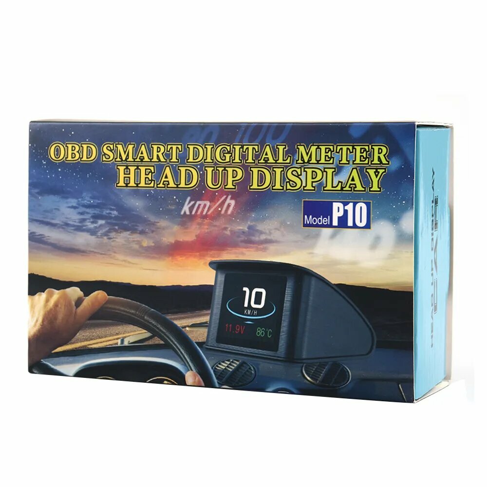 Бортовой компьютер для автомобиля OBD Smart Digital Meter Head Up Display P10, отображение скорости и температуры — фото 1