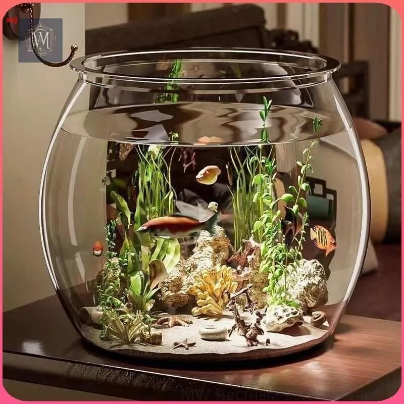 Аквариум для золотых рыбок, настольный, круглый, из пластика