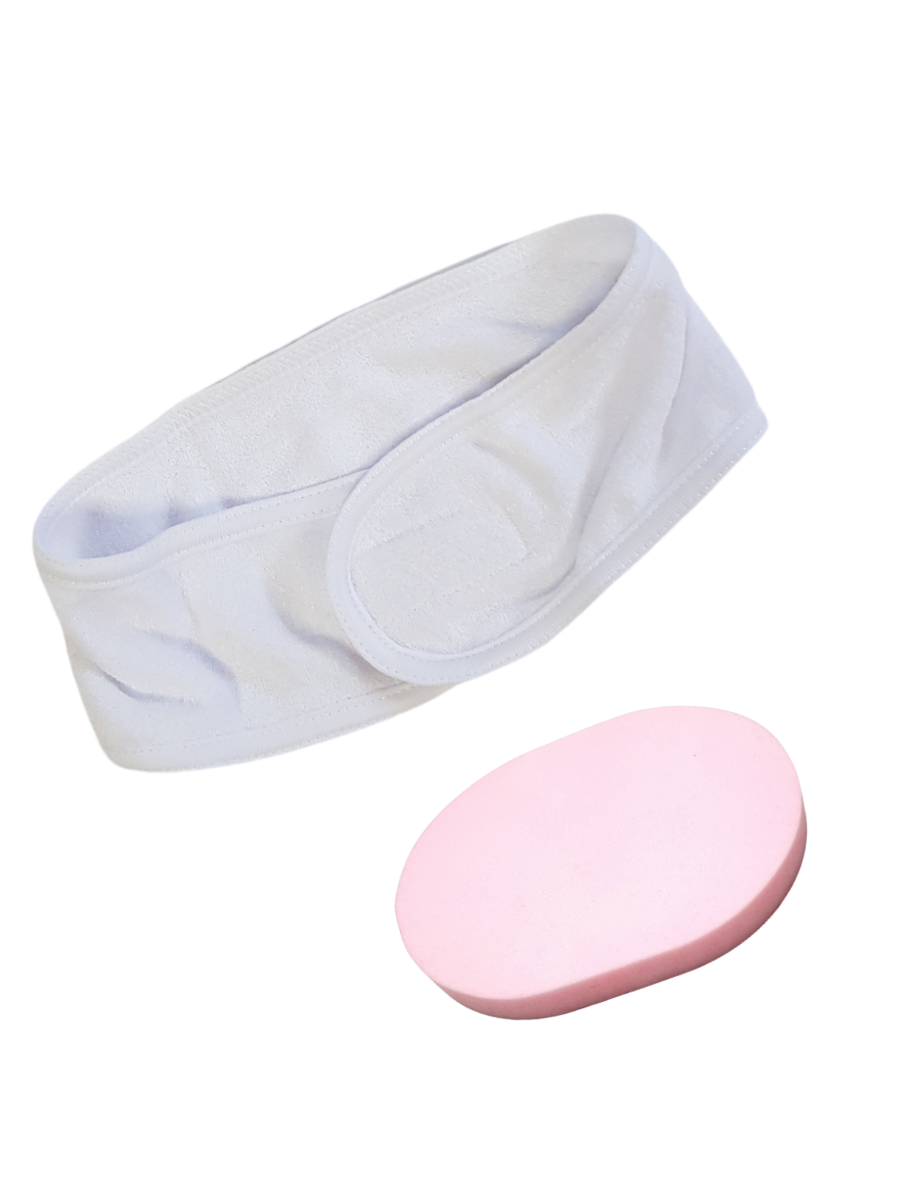 Набор KF №2 Спонж для умывания и многоразовая повязка для волос на липучке, L 590мм