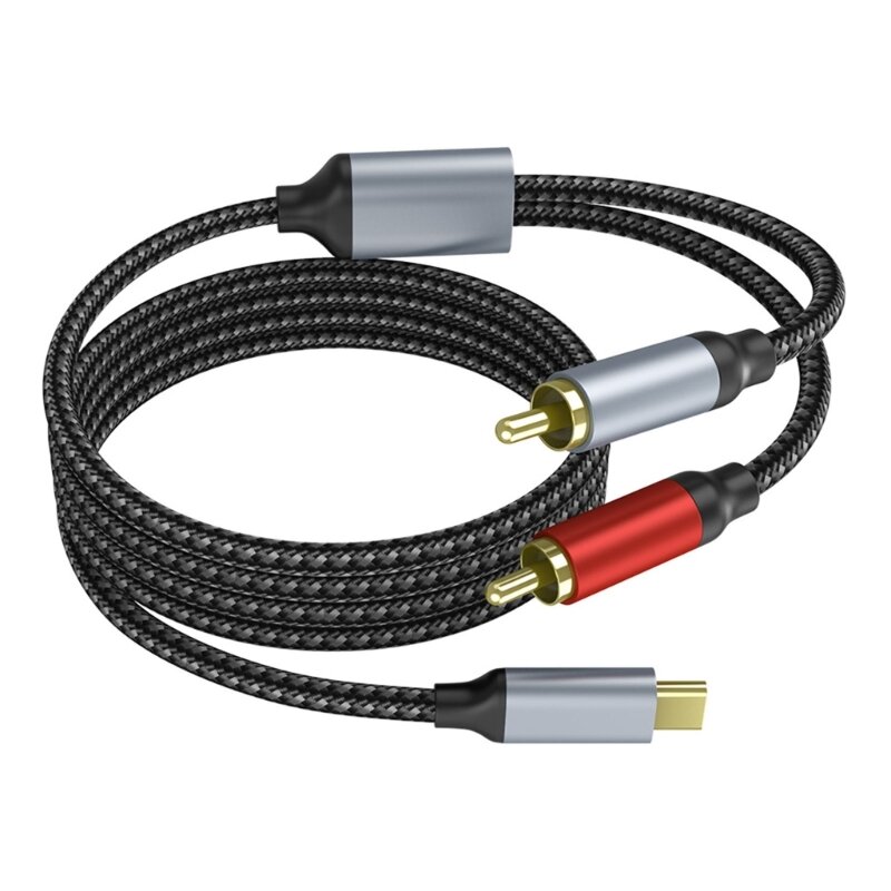 Аудиокабель Type-C — RCA 1,5 м, в оплетке и экранировании, для высококачественного звука, подходит для телефонов, планшетов, ноутбуков и телевизоров.
