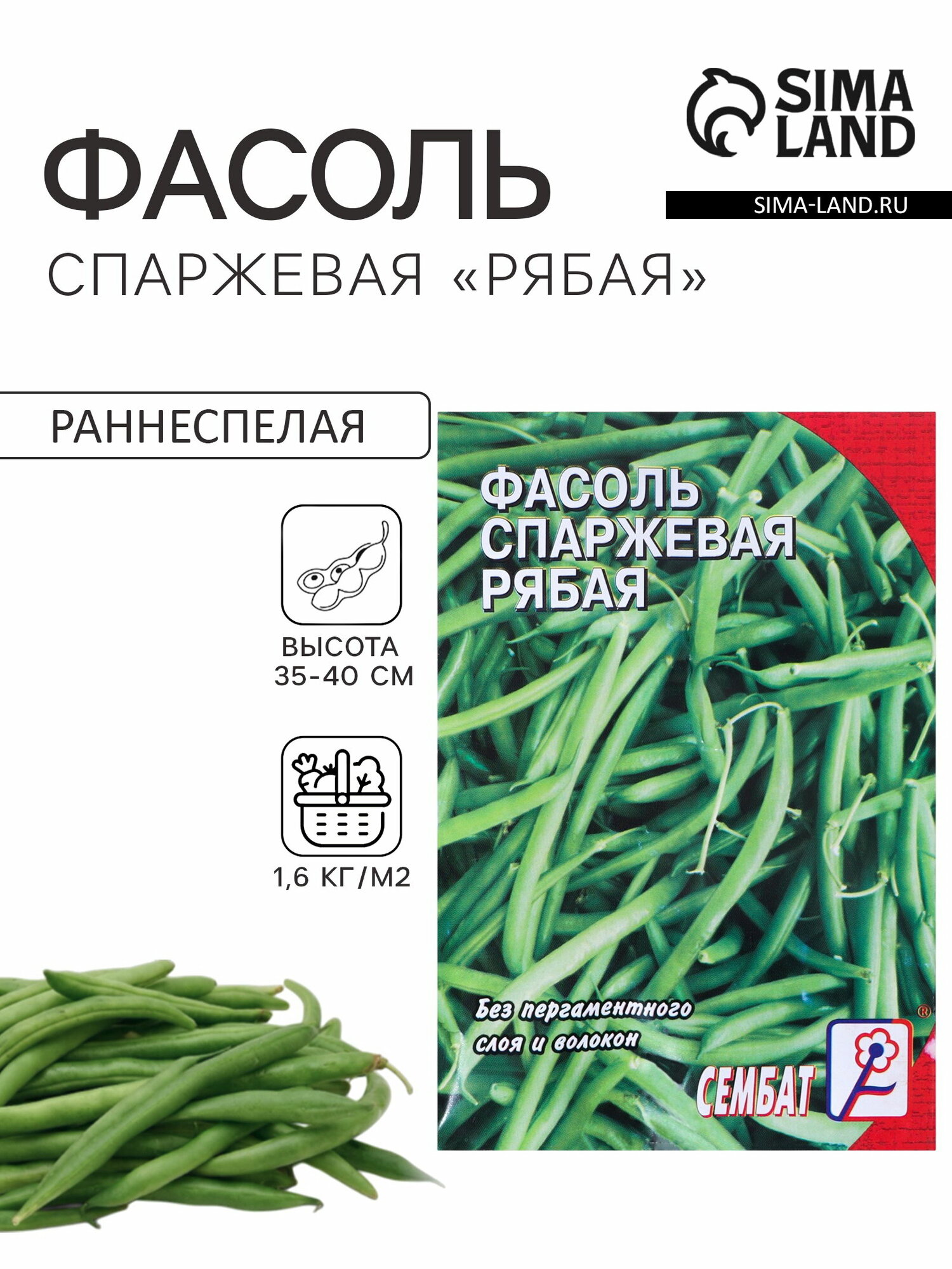 Семена Фасоль спаржевая "Рябая", 3 г, место выращивания: открытый грунт, 5 шт.