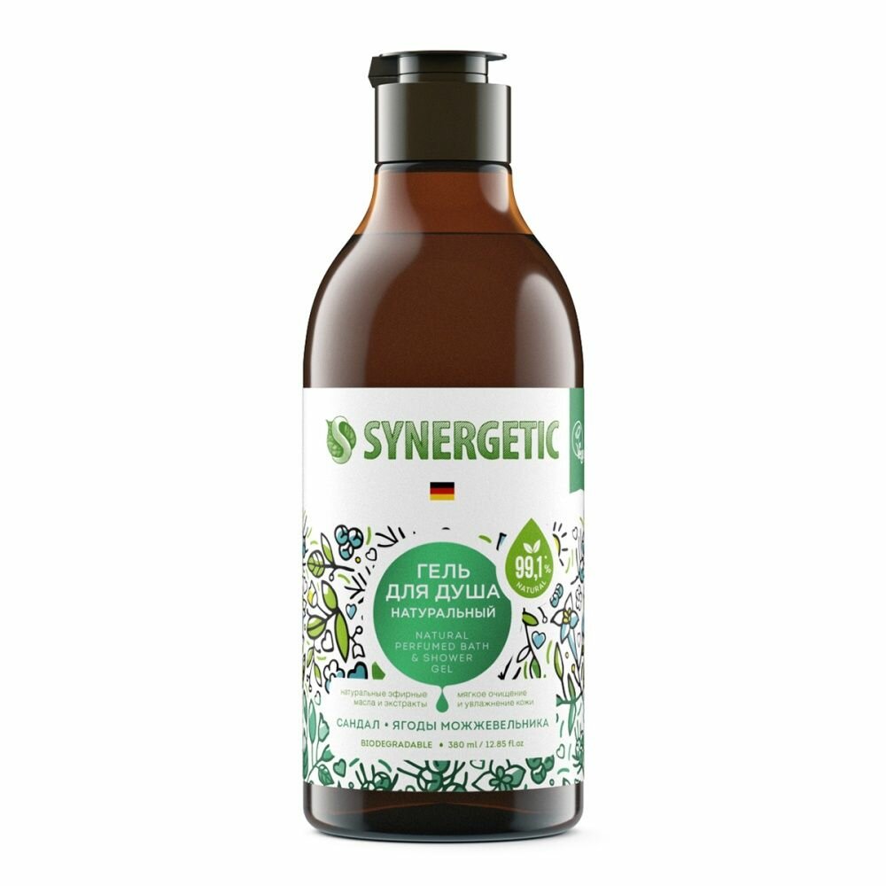 Гель для душа, Synergetic, сандал и ягоды можжевельника, 380 мл