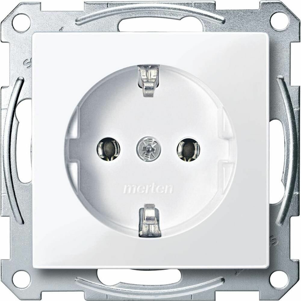 Merten SM Бел Актив Розетка с заземлением безвинт. зажим, Schneider Electric, MTN2301-0325