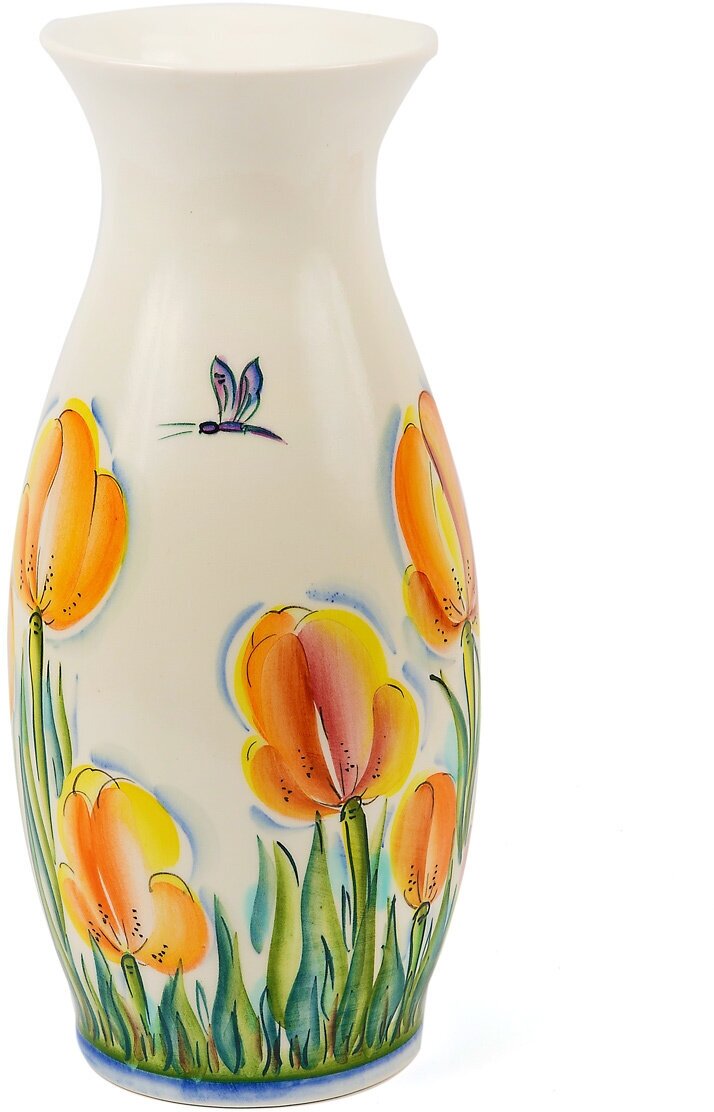 Ваза "Мелодия Весны" (Тюльпаны) высота 34см, ручная роспись