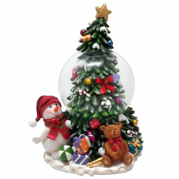Снежный шар с музыкой Елка, L15 W13,5 H20 D10 см KSM-602638
