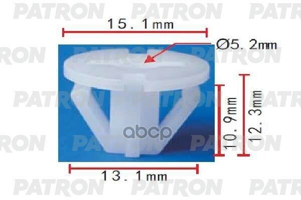 Клипса пластмассовая Hyundai, Kia, SsangYong применяемость: уплотнитель, молдинги, шумоизоляция PATRON арт. P371931
