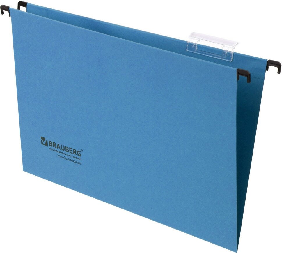 Подвесные папки картонные BRAUBERG комплект 10 шт 370х245 мм 80 л Foolscap синие 230 г/м2 табуляторы 231793