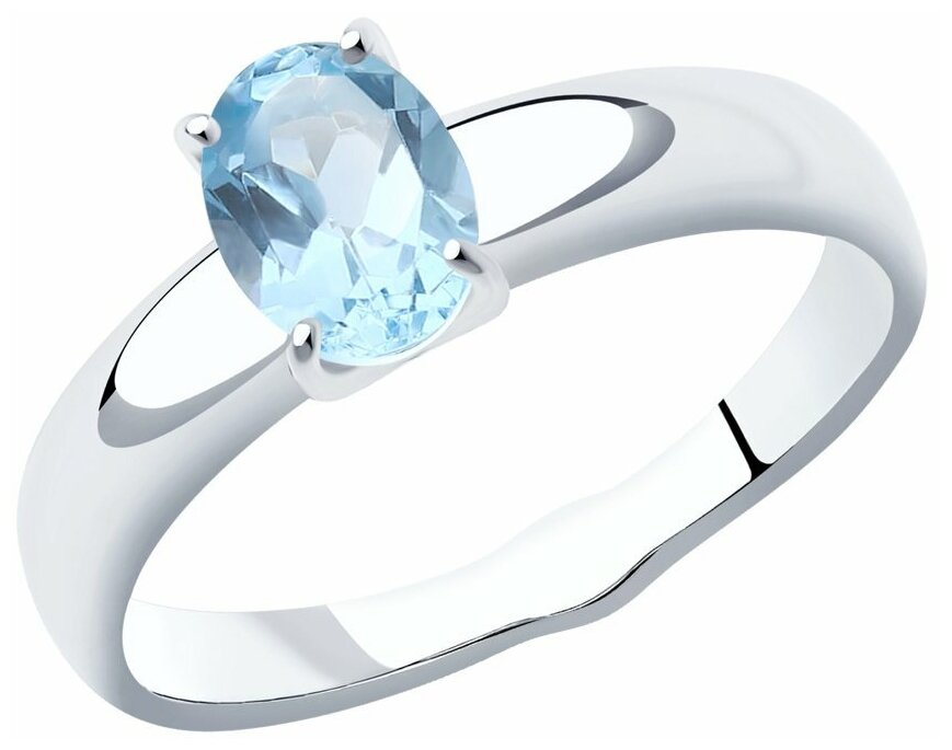 Кольцо, серебро, 925 проба, родирование, топаз