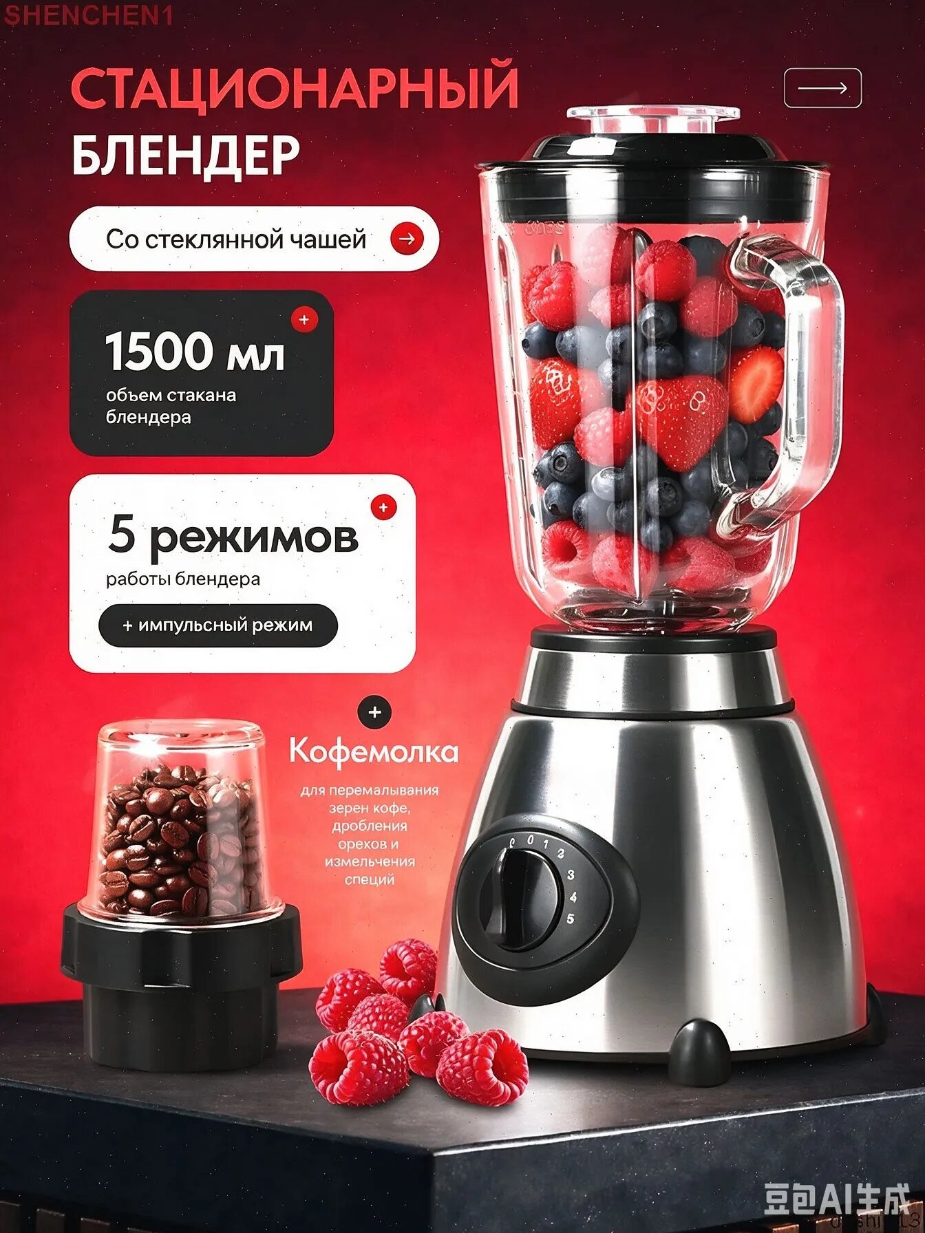 Стационарный блендер 019f2acdd3767215ba504df9e82a623f, серый металлик, серебристый