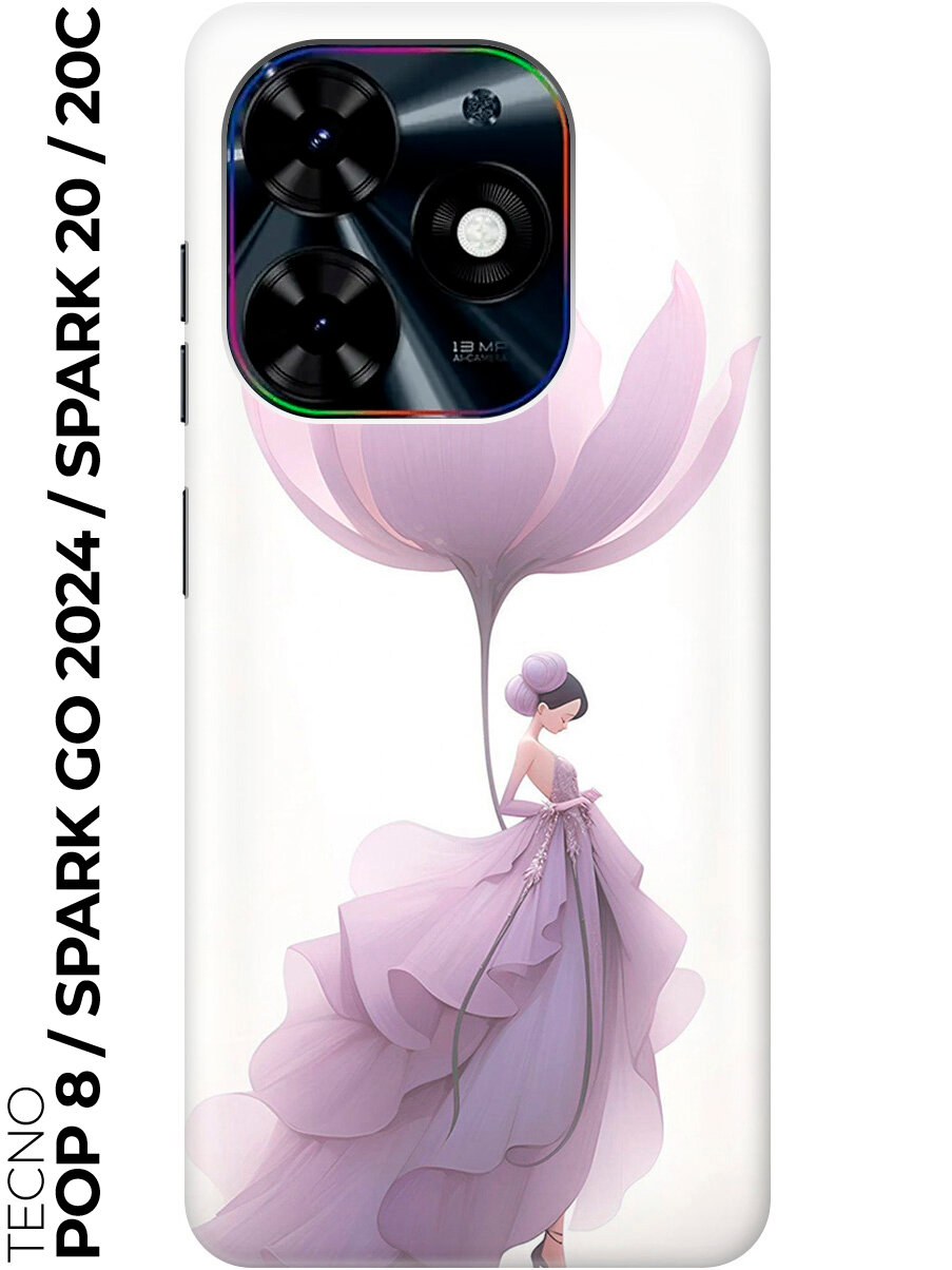 Силиконовый чехол на Tecno Spark Go 2024 / Spark 20 / 20C / Pop 8 / Техно Поп 8 / Спарк Го 2024 / Спарк 20 / 20С с рисунком "Цветочная девушка"