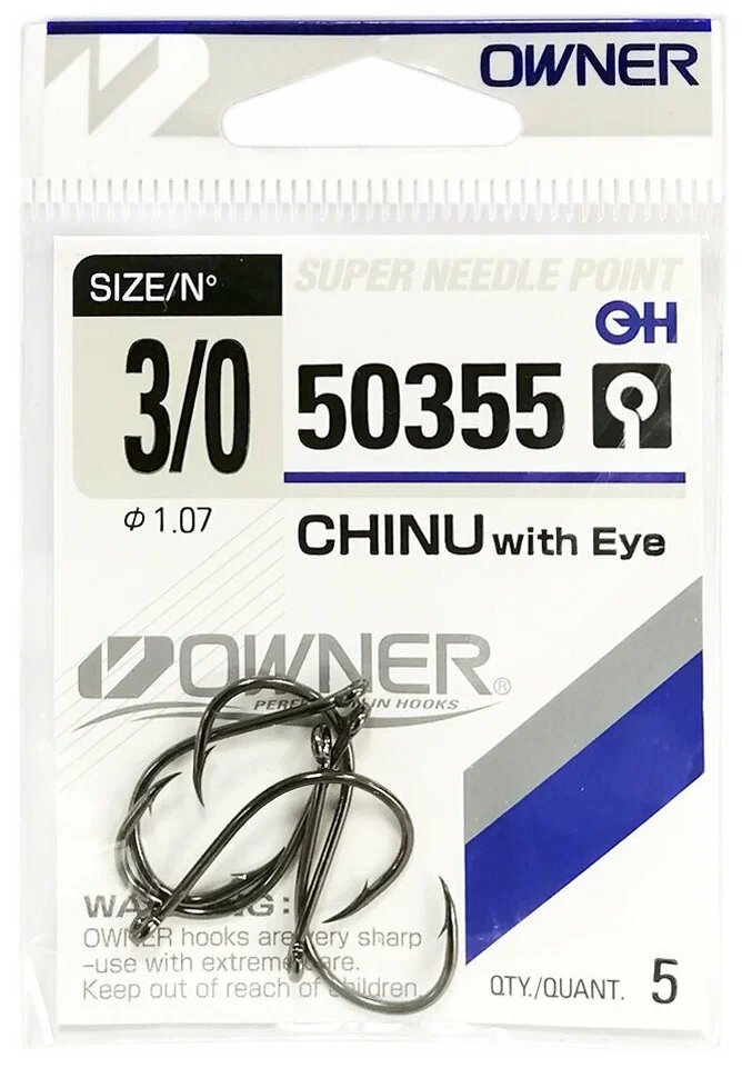 OWNER Крючок Chinu w/eye 50355 BC №3/0 5шт