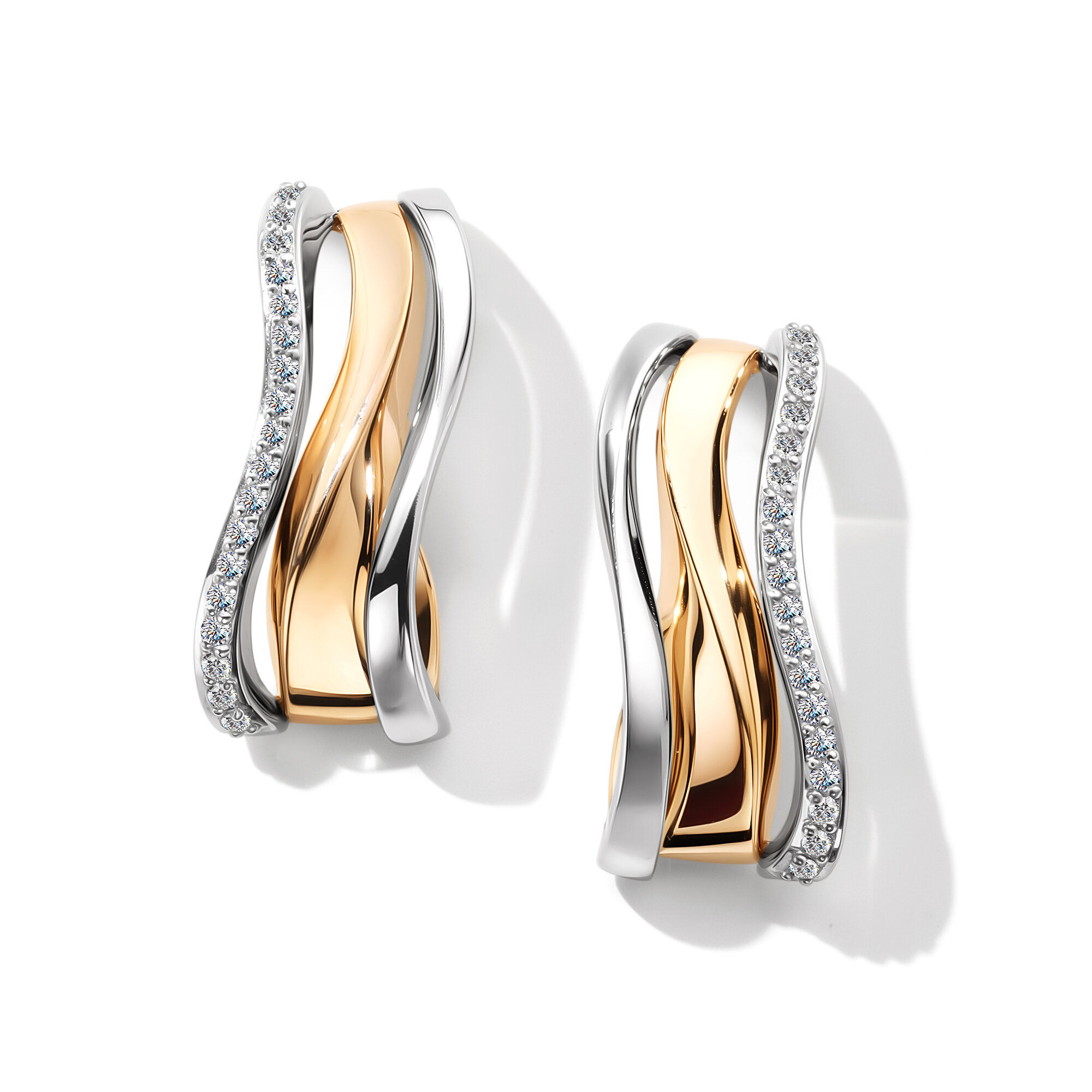 Серьги, красное золото, 585 проба, бриллиант
