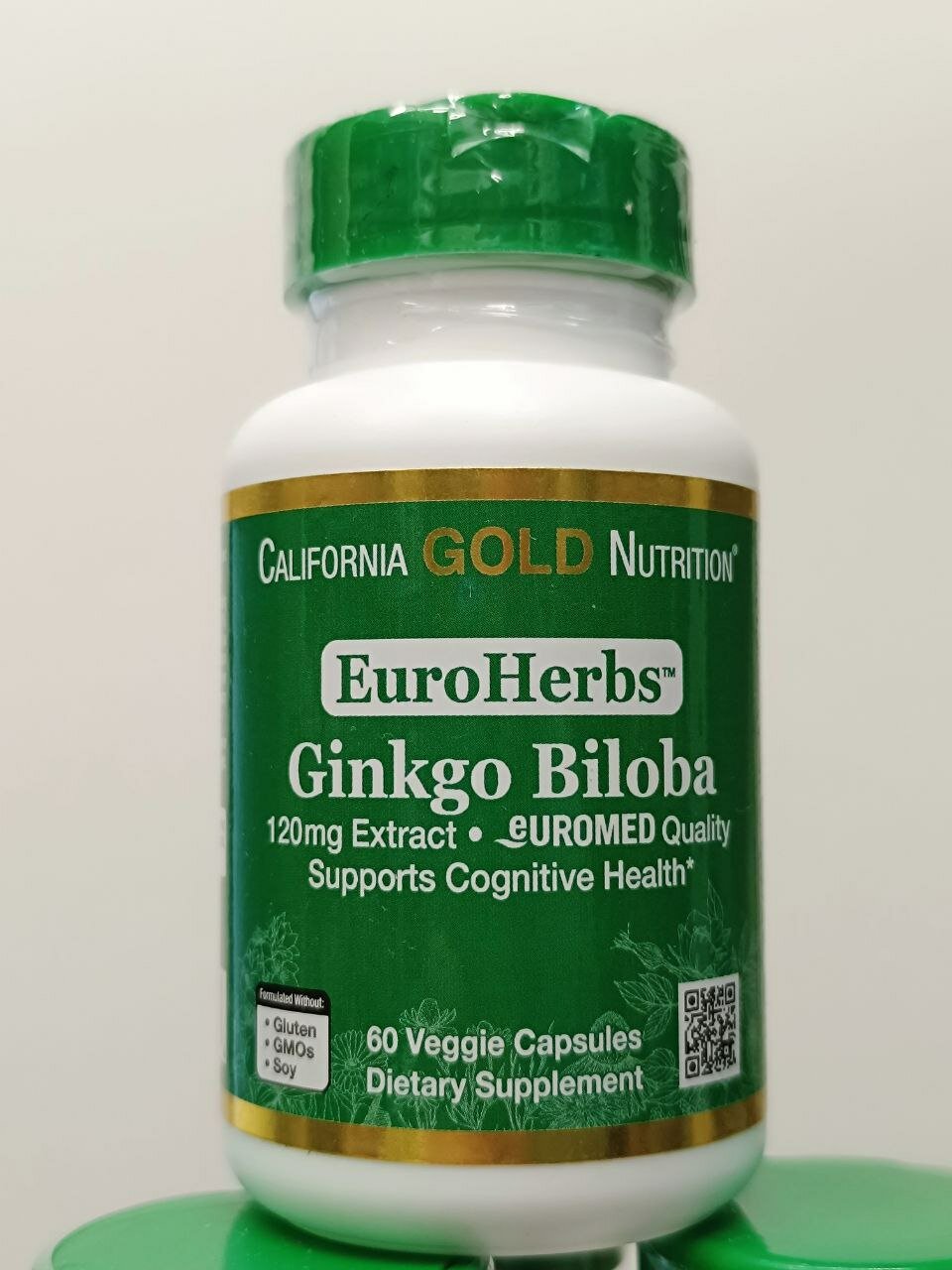 California Gold Nutrition Ginkgo Biloba Extract EuroHerbs (Гинко Билоба)120 мг 60 вег. капсул