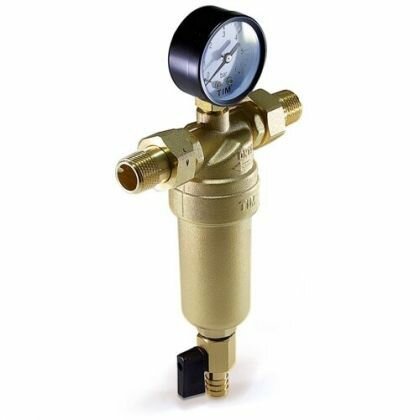 Фильтр промывной 1/2" с манометром, корпус латунь TIM JH-1001