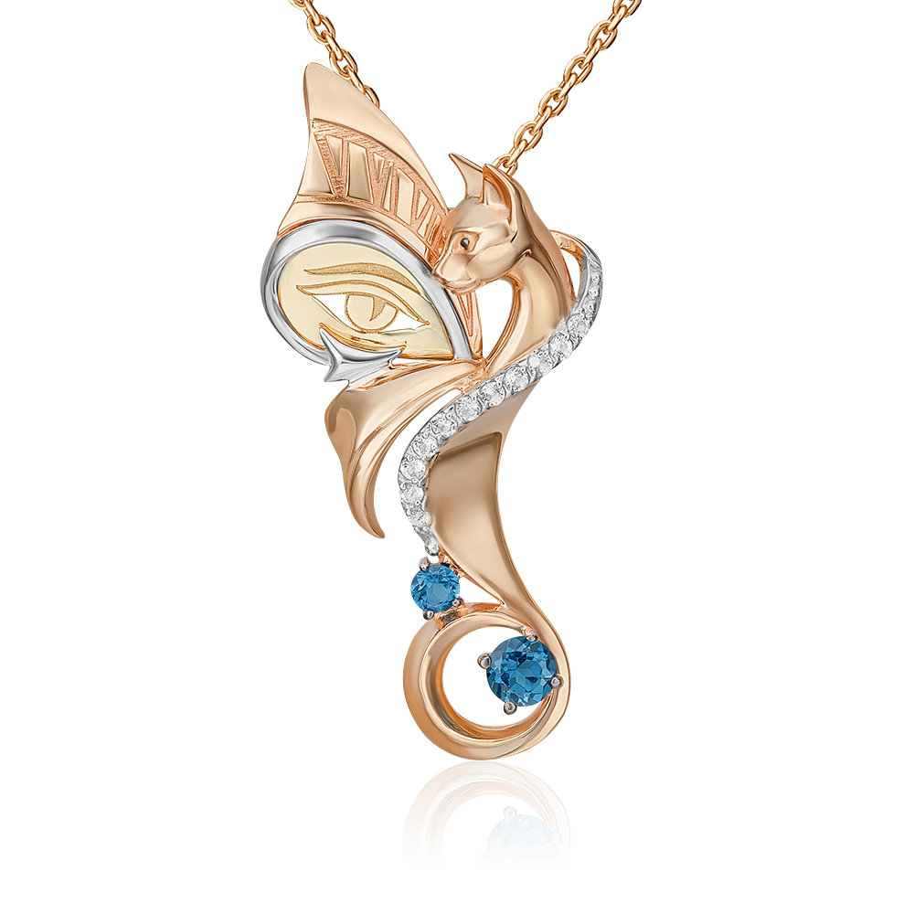 Подвеска, золото, 585 проба, топаз