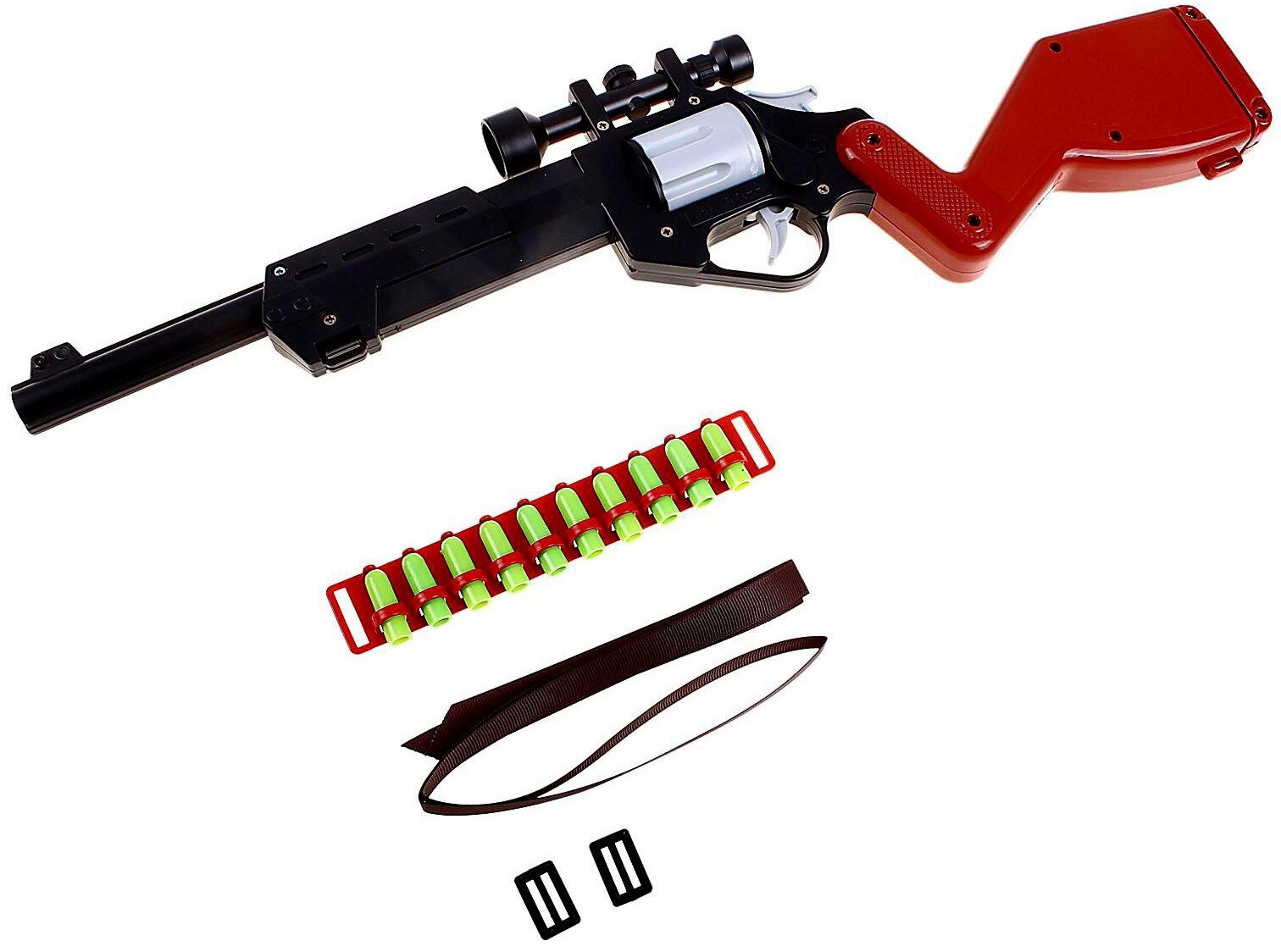 Детская снайперская винтовка c оптическим прицелом, набор 10 мягких пуль + ремень