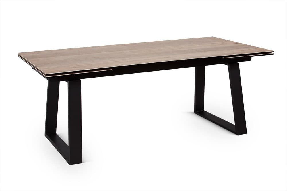 Стол обеденный керамический раздвижной ROVENA 200 WHITE OAK на металлокаркасе, столешница керамика, цвет беленый дуб, 200(300)х100 см