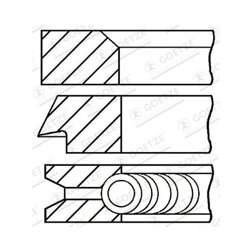 Комплект поршневых колец, GOETZE 08-106507-00 (1 шт.)
