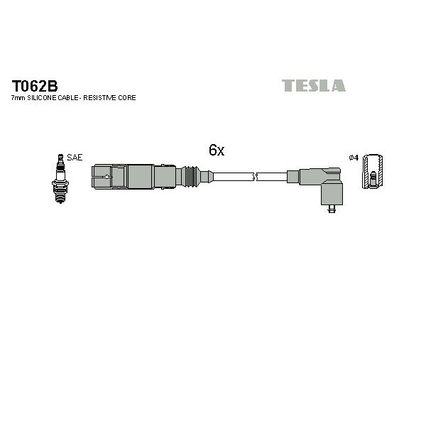 Комплект высоковольтных проводов для автомобиля, TESLA T062B (1 шт.)
