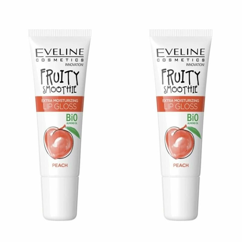 Eveline Cosmetics Экстраувлажняющий блеск для губ FRUITY SMOOTHIE PEACH, 12 мл, 2 шт