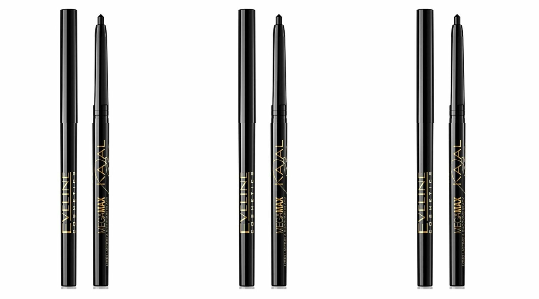 Eveline Cosmetics Автоматический карандаш для глаз Mega max kajal, черный, 3 шт