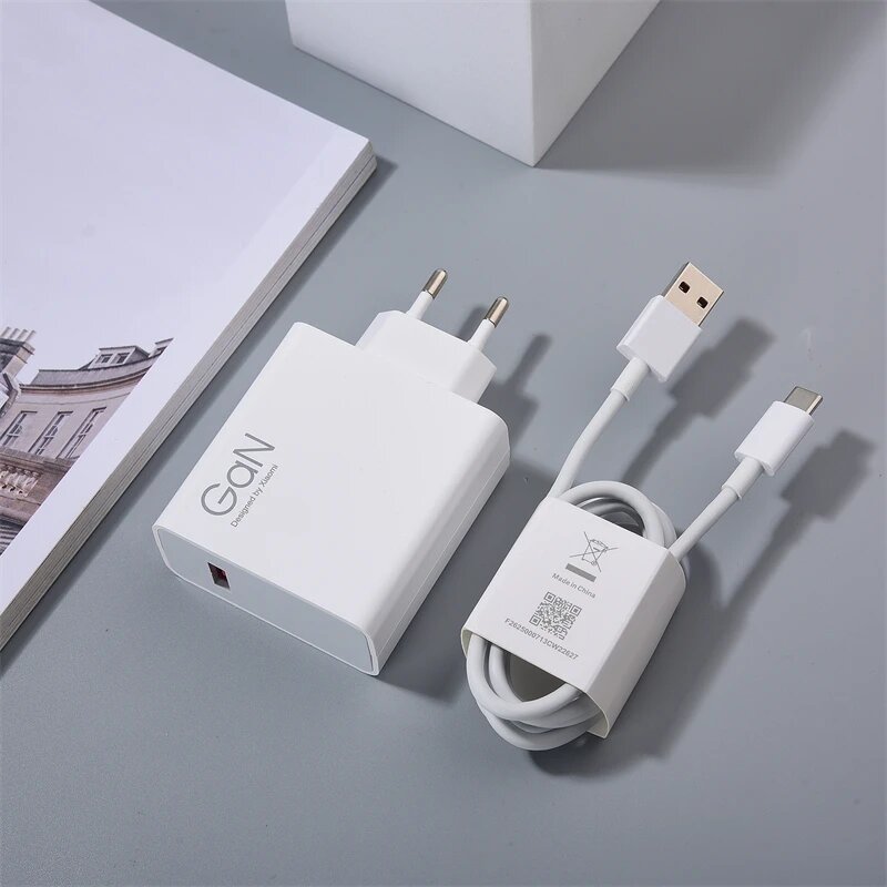 Зарядное устройство GaN 120 Вт EU, кабель Type-C 2 м