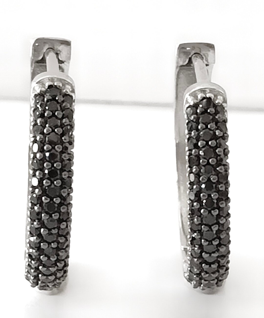 Серьги конго, серебро, 925 проба, родирование, фианит