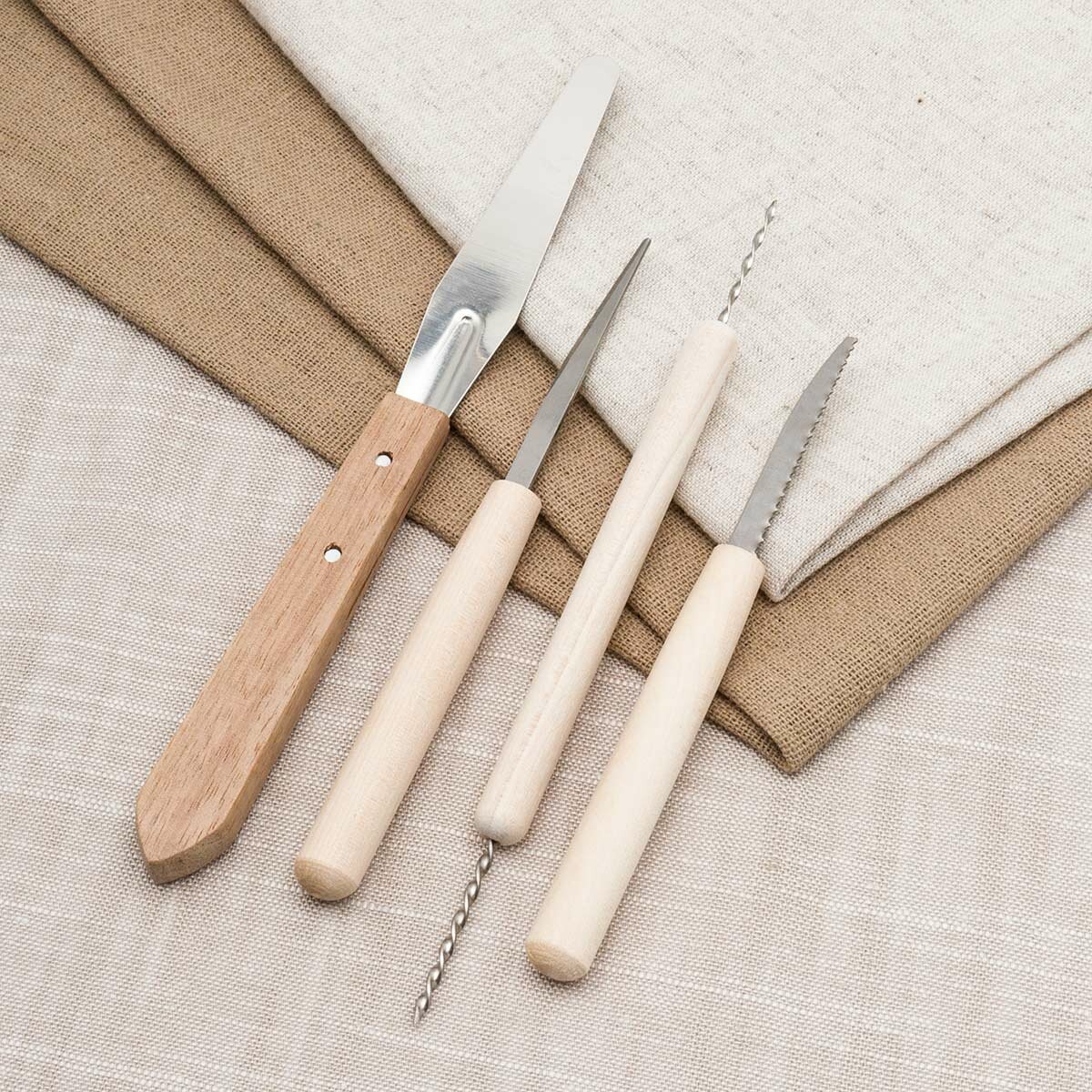 Набор инструментов для лепки, 13 см, 4 штуки, металл/дерево, Айрис