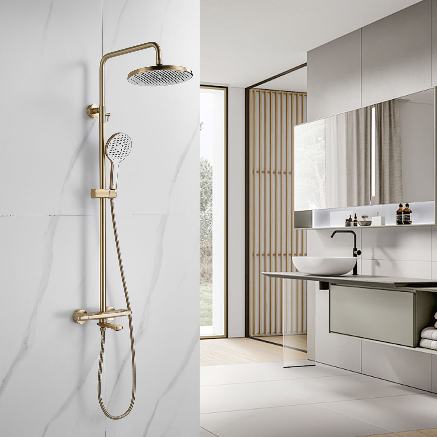 Душевая система с термостатом Rose R3936G