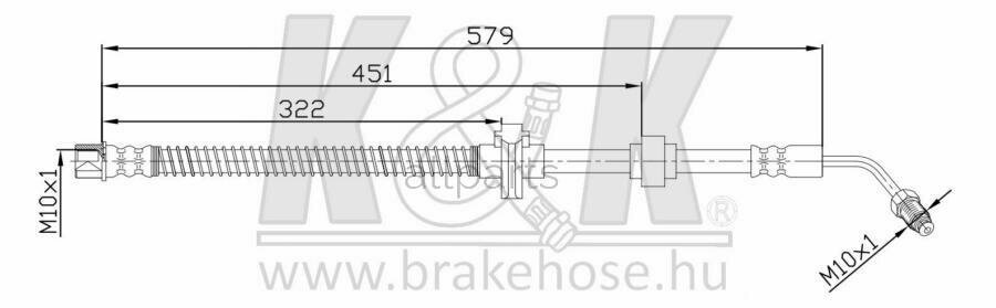 K&K FT1108 Шланг тормозной задн лев PEUGEOT: 407 1.6 HDI 110 FAP,1.8/2.0 04-