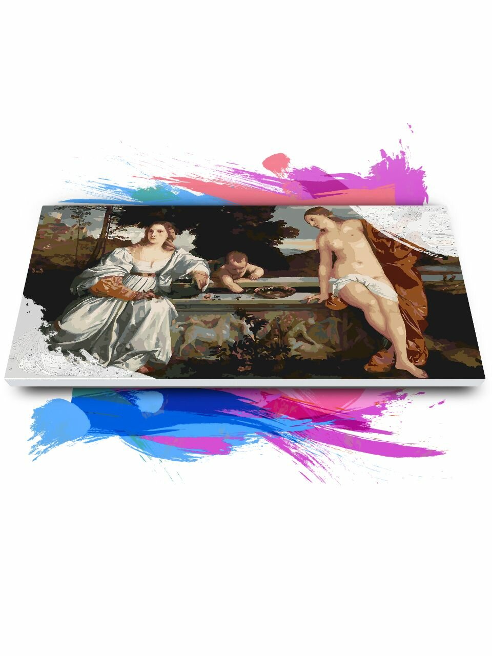 Картина по номерам на холсте Тициан - Любовь небесная и любовь земная, 30 х 60 см