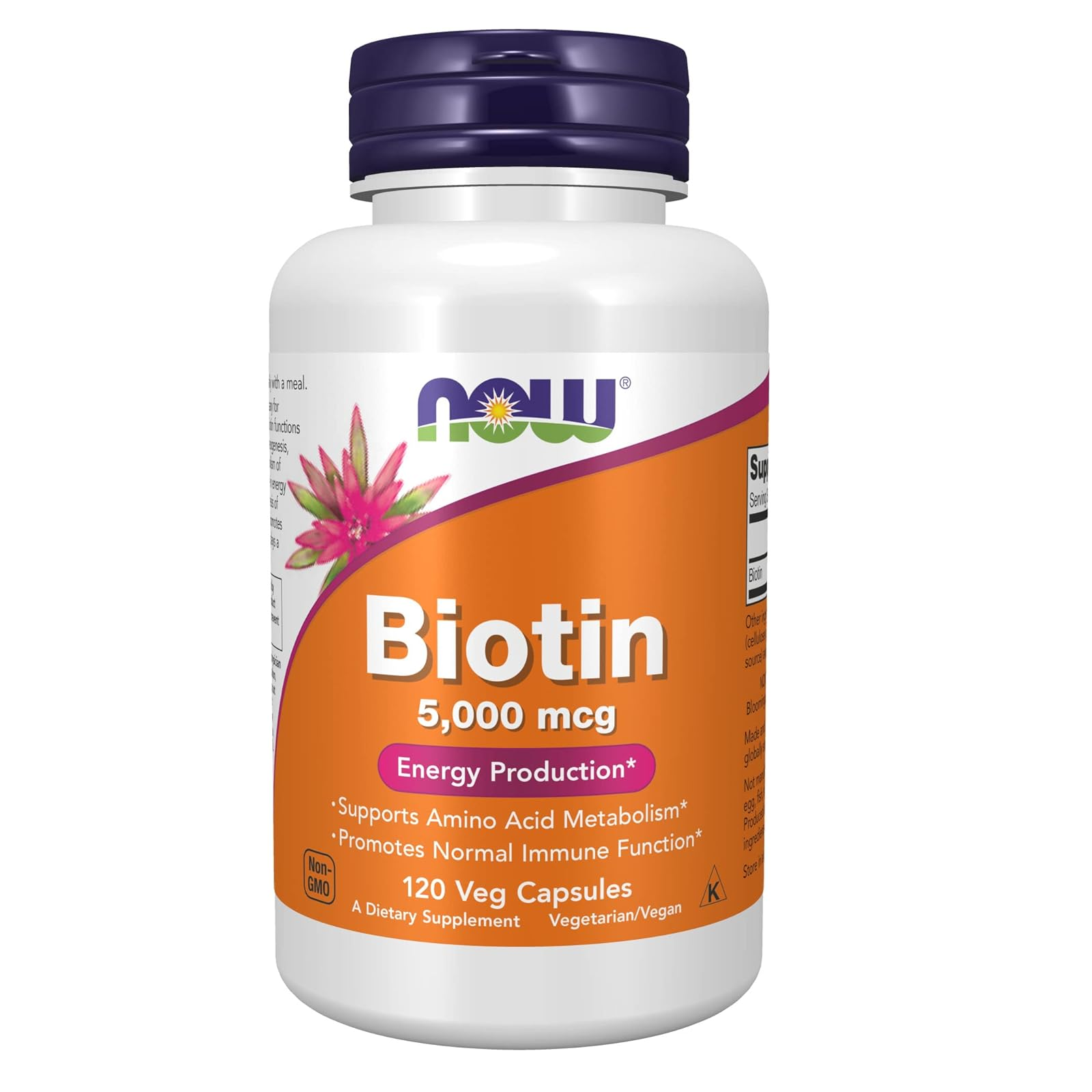 NOW Foods, Biotin, Биотин в капсулах для волос, кожи и ногтей 5000мкг, 120 шт.
