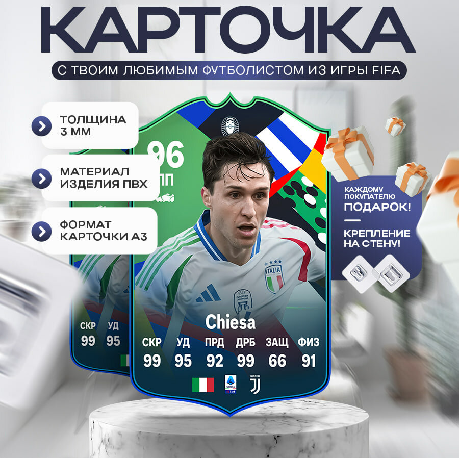 Карточка фифа с футболистом Кьеза 96 A3
