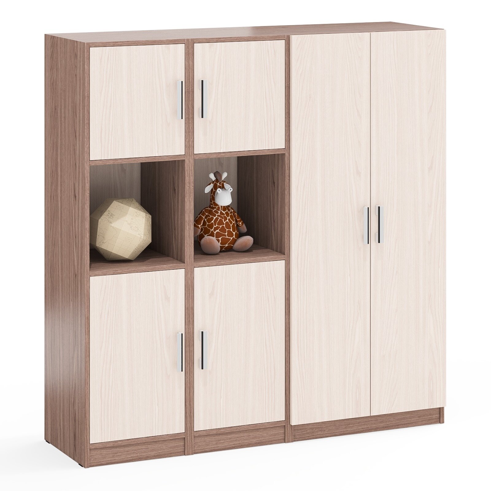 Набор мебели из шафов и пеналов Мебельный Двор СК-9 цвет ясень шимо светлый/тёмный, 156х45х160 см