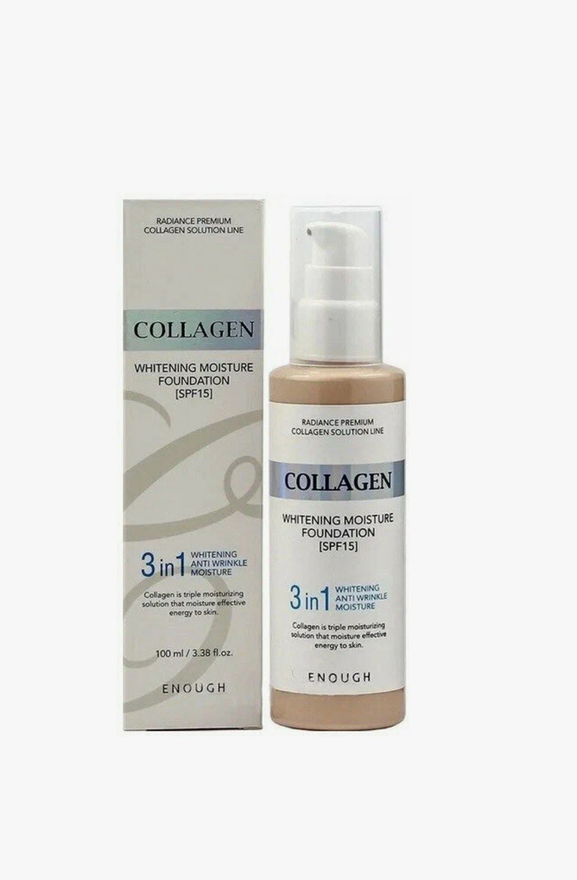 Тональный крем для лица 3 в 1 с коллагеном и ниацинамидом, осветляющий, Enough Collagen 3 In 1 Whitening Moisture Foundation, Spf15 #21